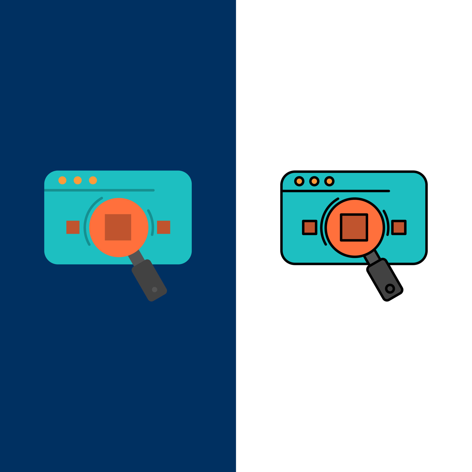 Research Analytic Analytics Data Information Search Web Icons Flat And