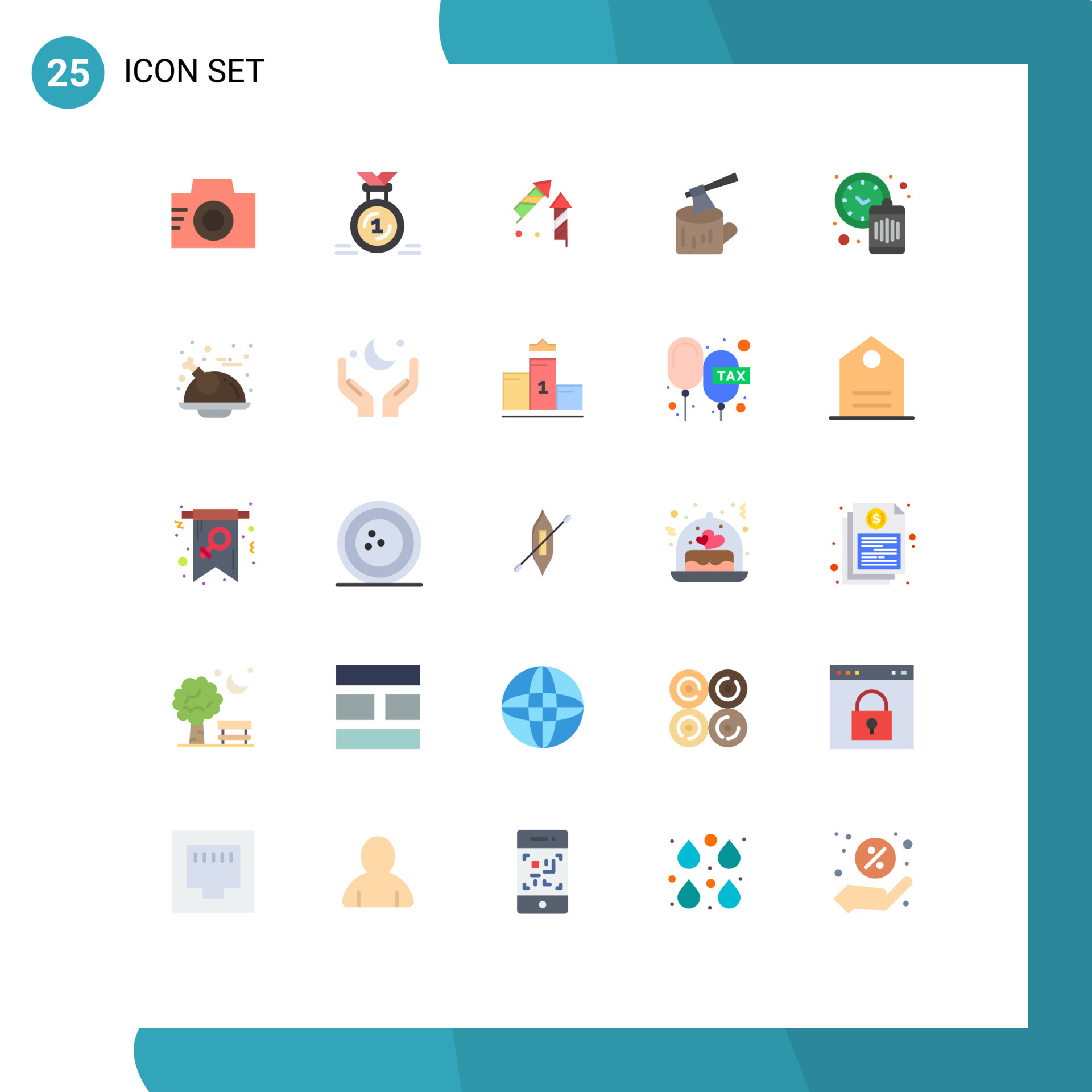 Set Of 25 Modern UI Icons Symbols Signs For Clock Timber Reward Log Set Of 25 Modern UI Icons Symbols Signs For Clock Timber Reward Log