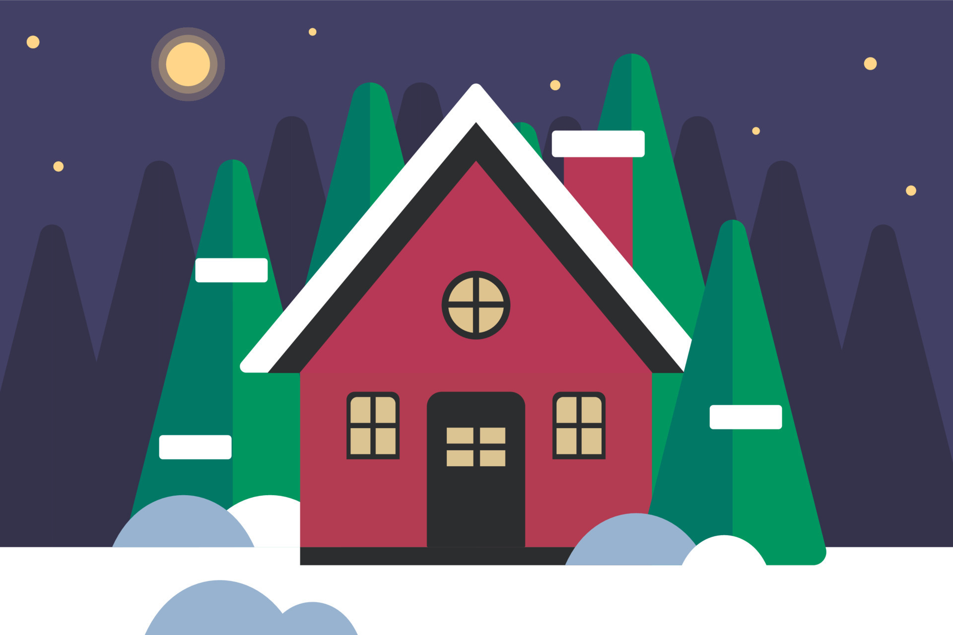 Winter house in snow landscape 15262337 Vector Art at Vecteezy