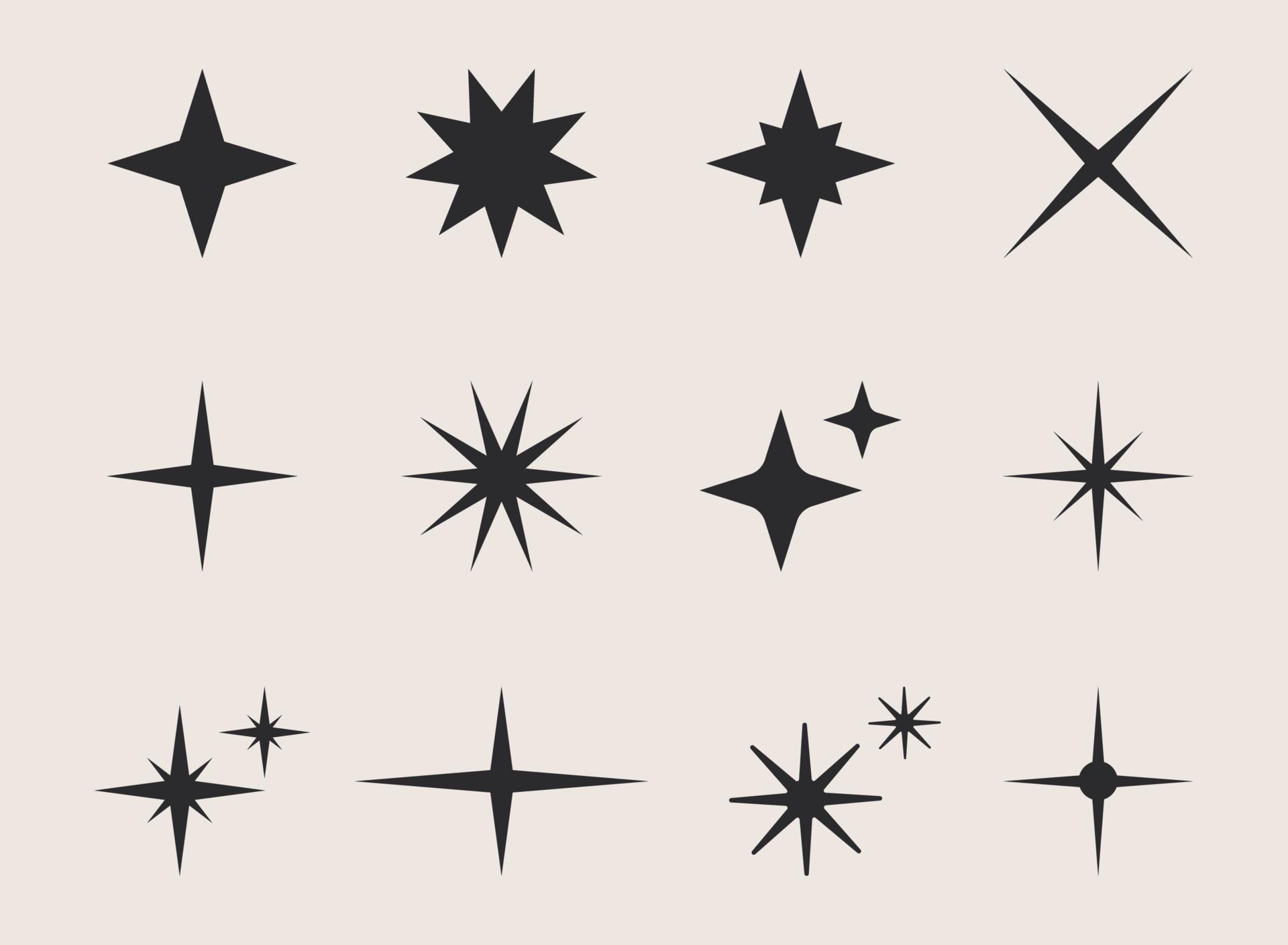 Shine sparkle star icon set 15262343 Vector Art at Vecteezy
