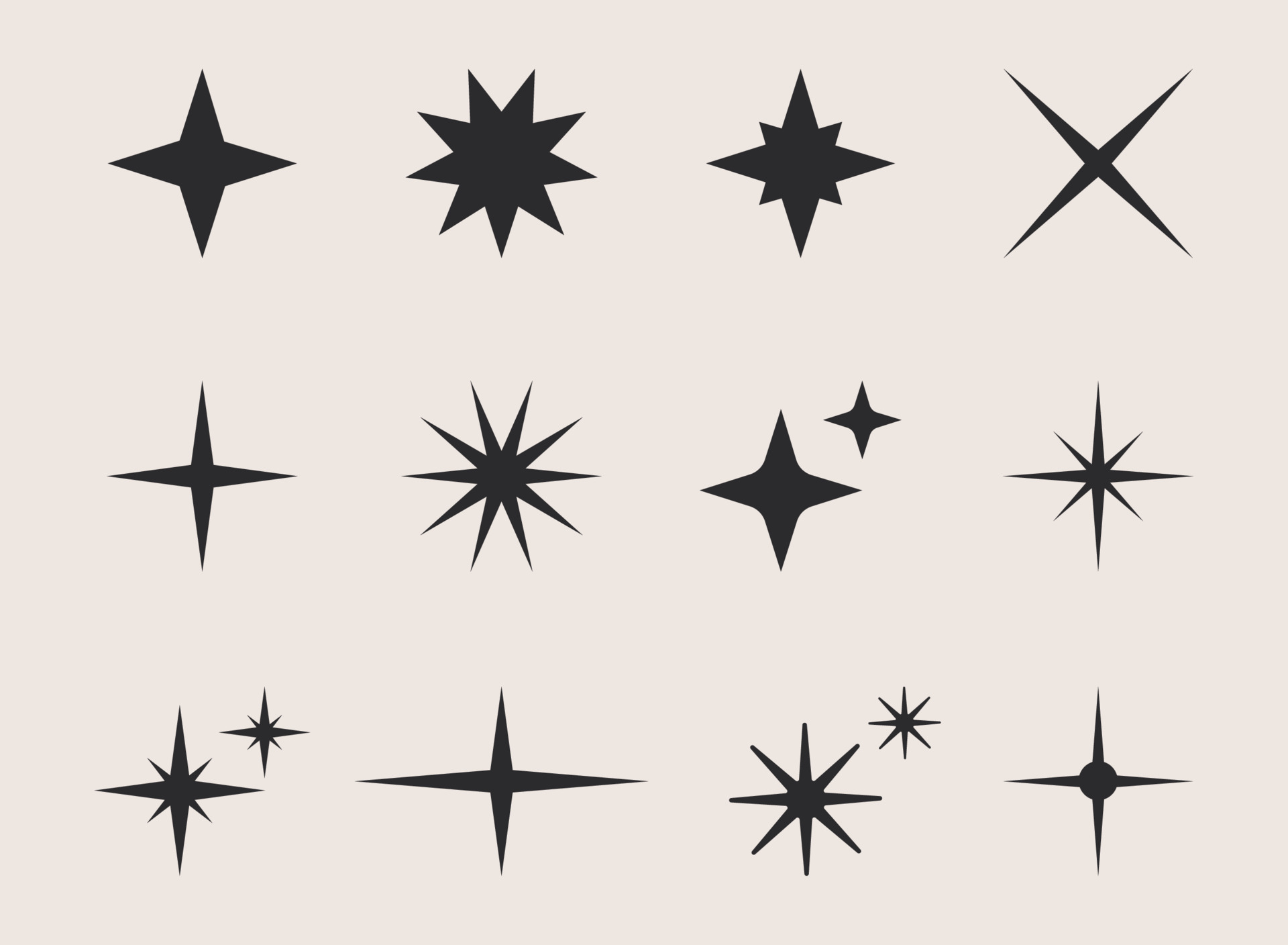Shine sparkle star icon set 15262343 Vector Art at Vecteezy
