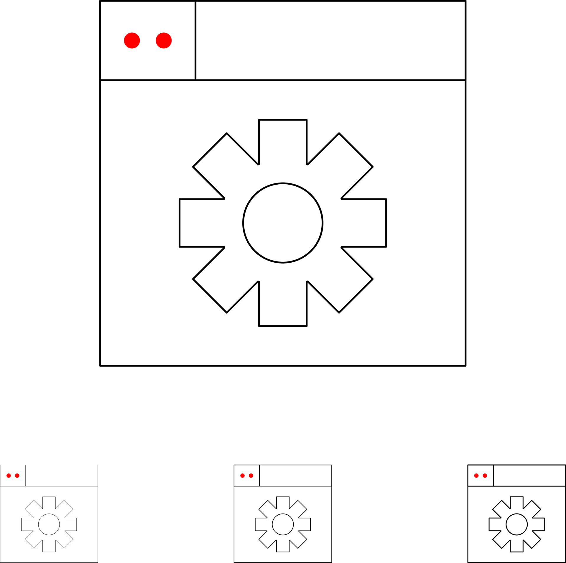 Web Design Setting Bold and thin black line icon set 15262980 Vector ...
