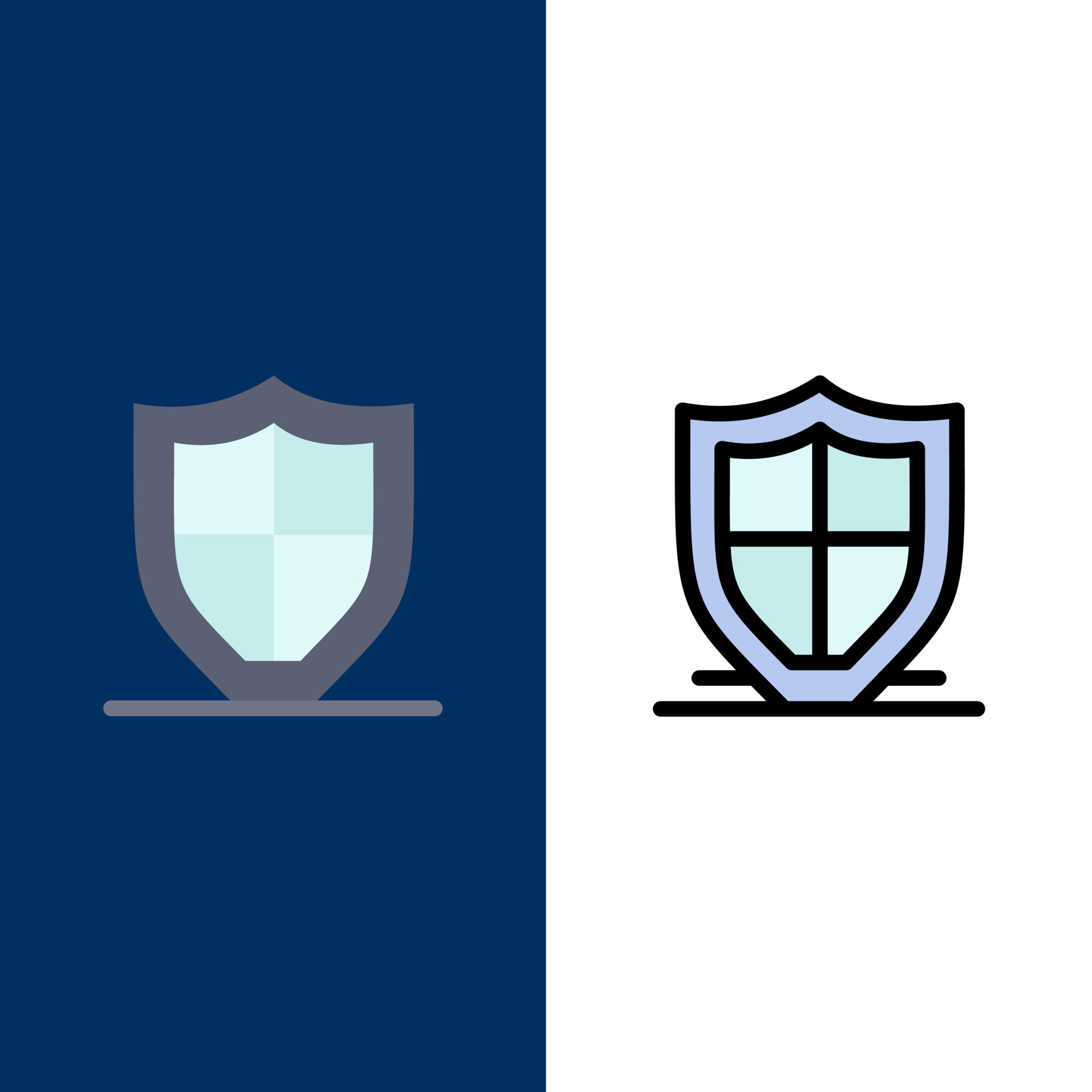 Internet Protection Safety Security Shield Icons Flat And Line Filled Icon Set Vector Blue