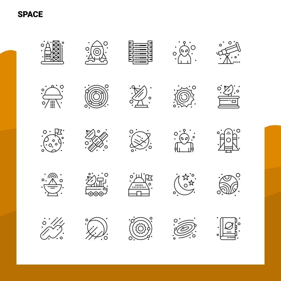 Set of Space Line Icon set 25 Icons Vector Minimalism Style Design ...