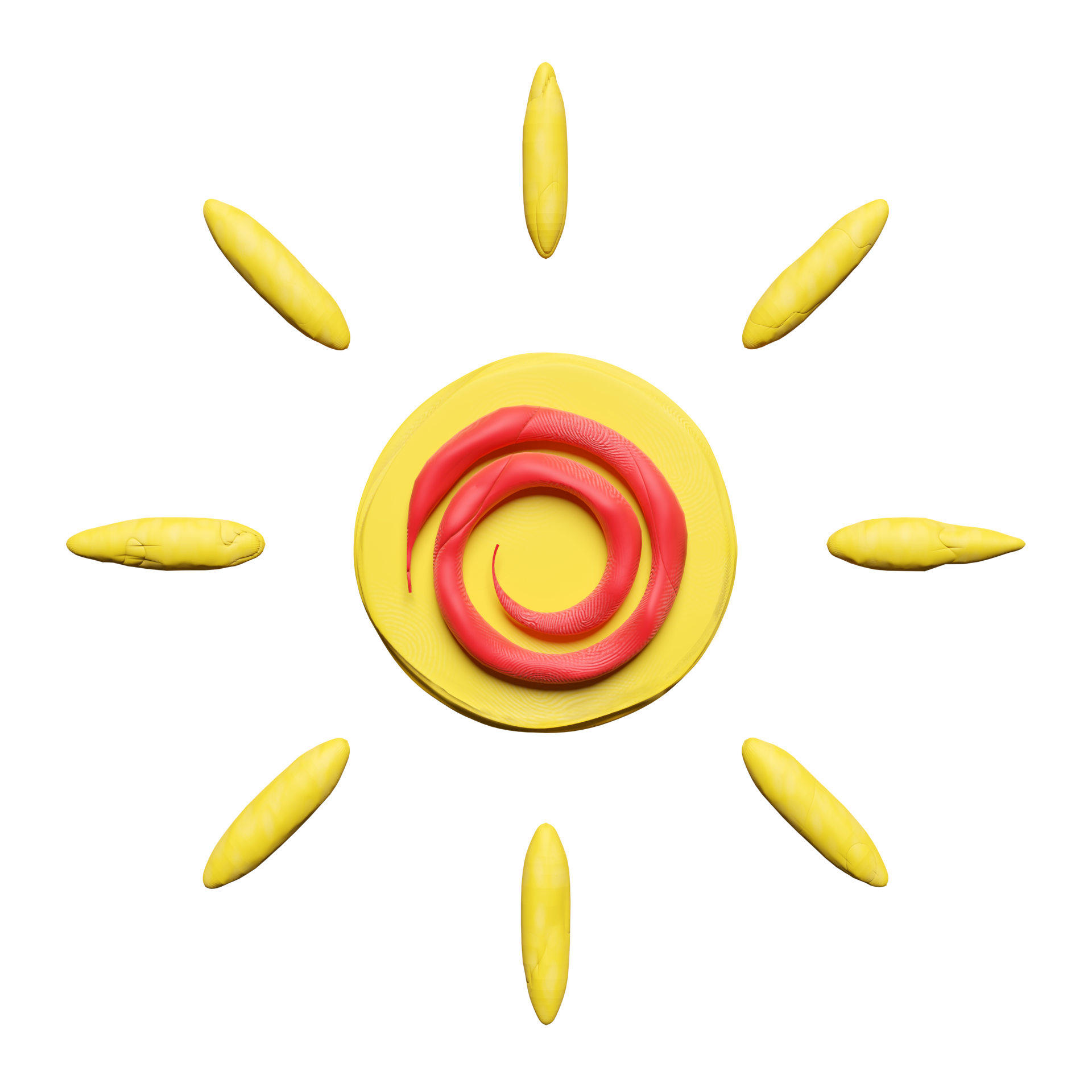 3d plasticine sun isolated. sun cartoon from clay, clay toy icon concept, 3d render illustration ...
