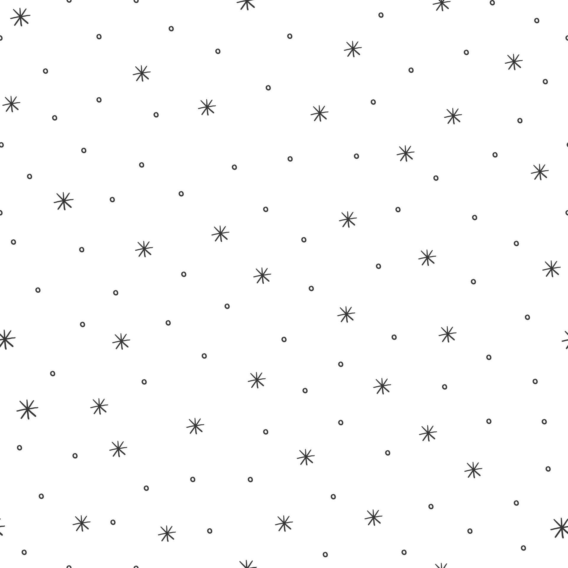 Simple snowflake seamless pattern. Black snow on white background ...