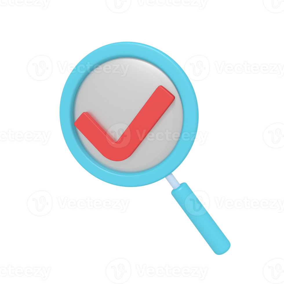 3d illustration of successful search with checklist magnifying glass ... 3d illustration of successful search with checklist magnifying glass ...
