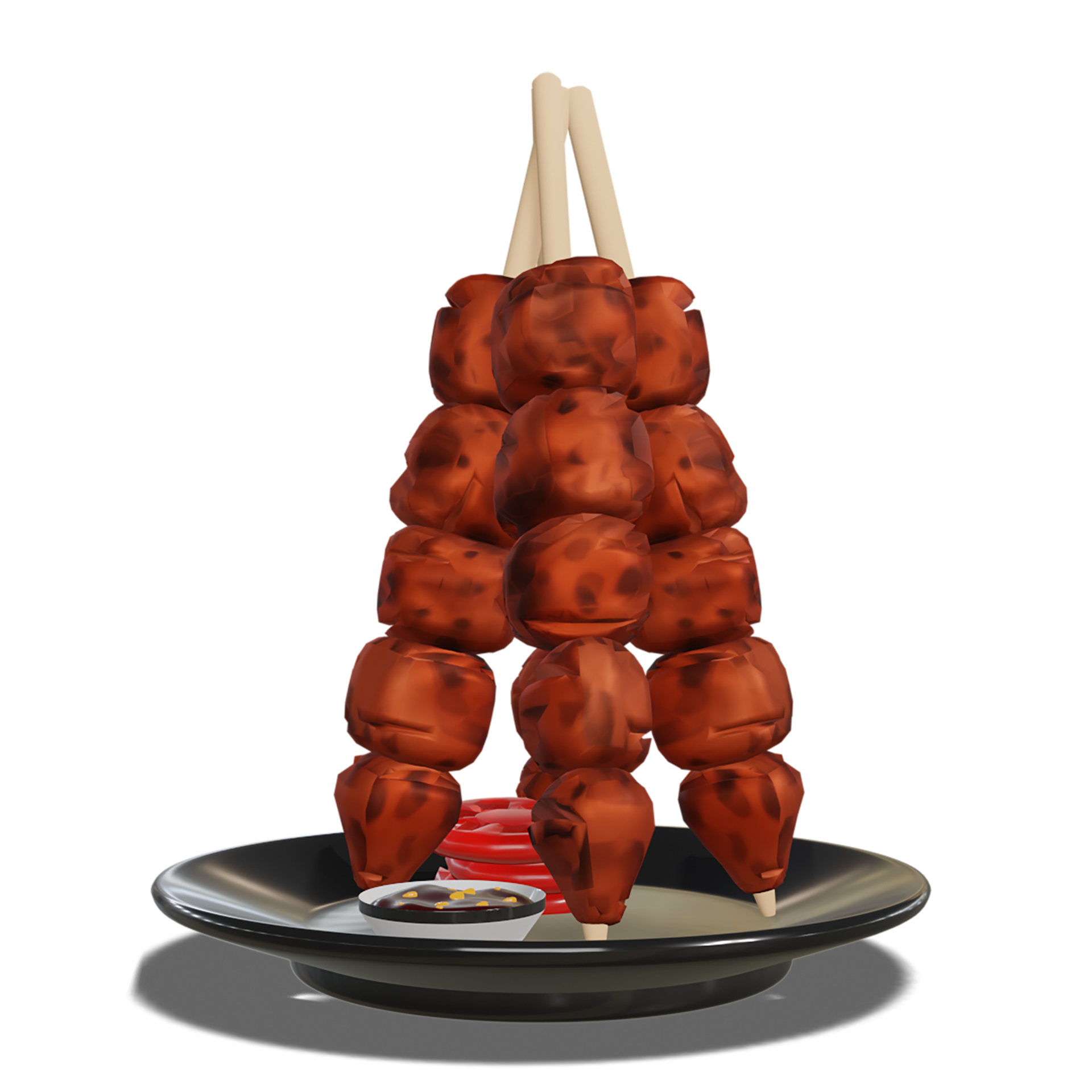 Chicken Satay With Peanut Sauce 3d Transparency Background 15271467 Png