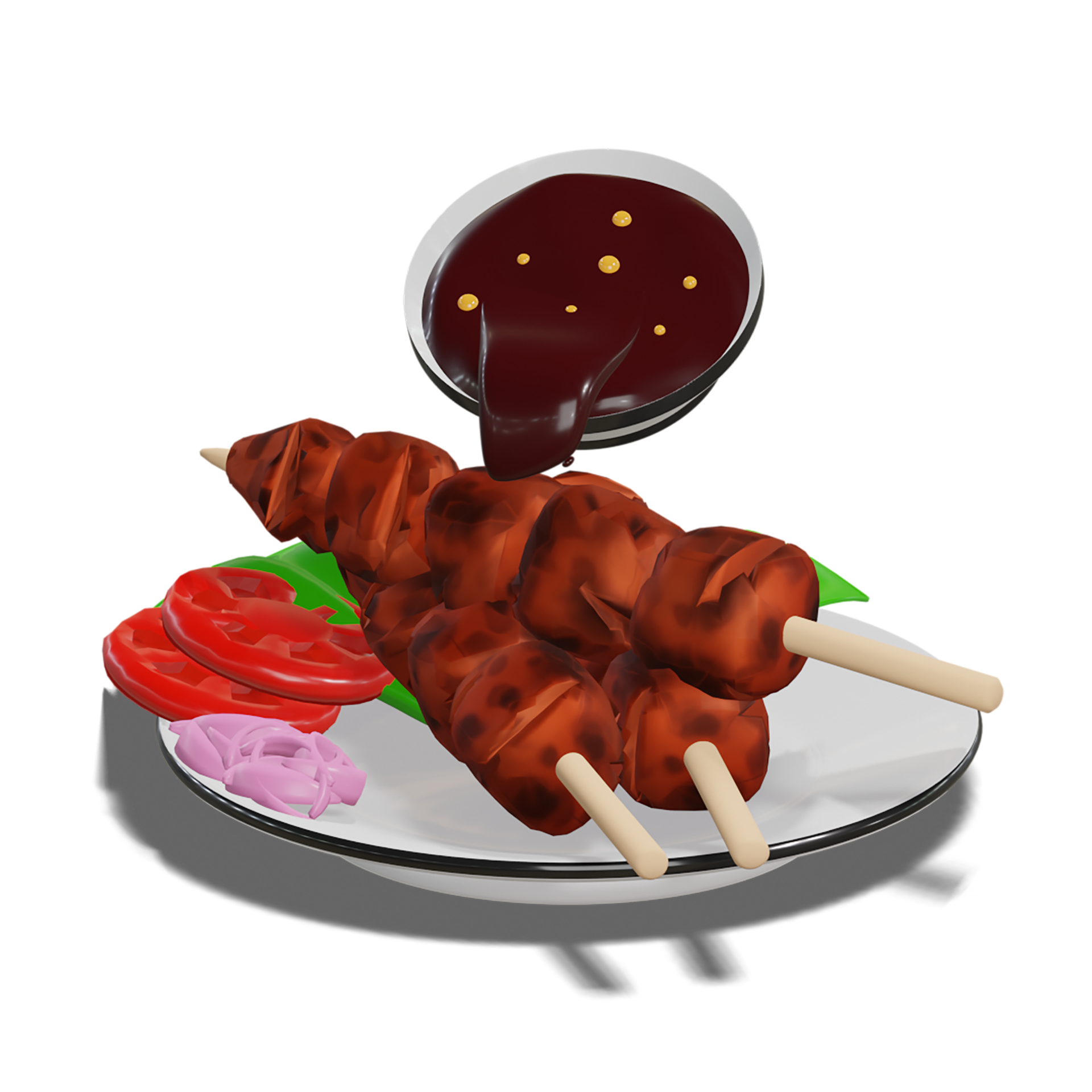 Chicken Satay With Peanut Sauce 3d Transparency Background 15271477 Png