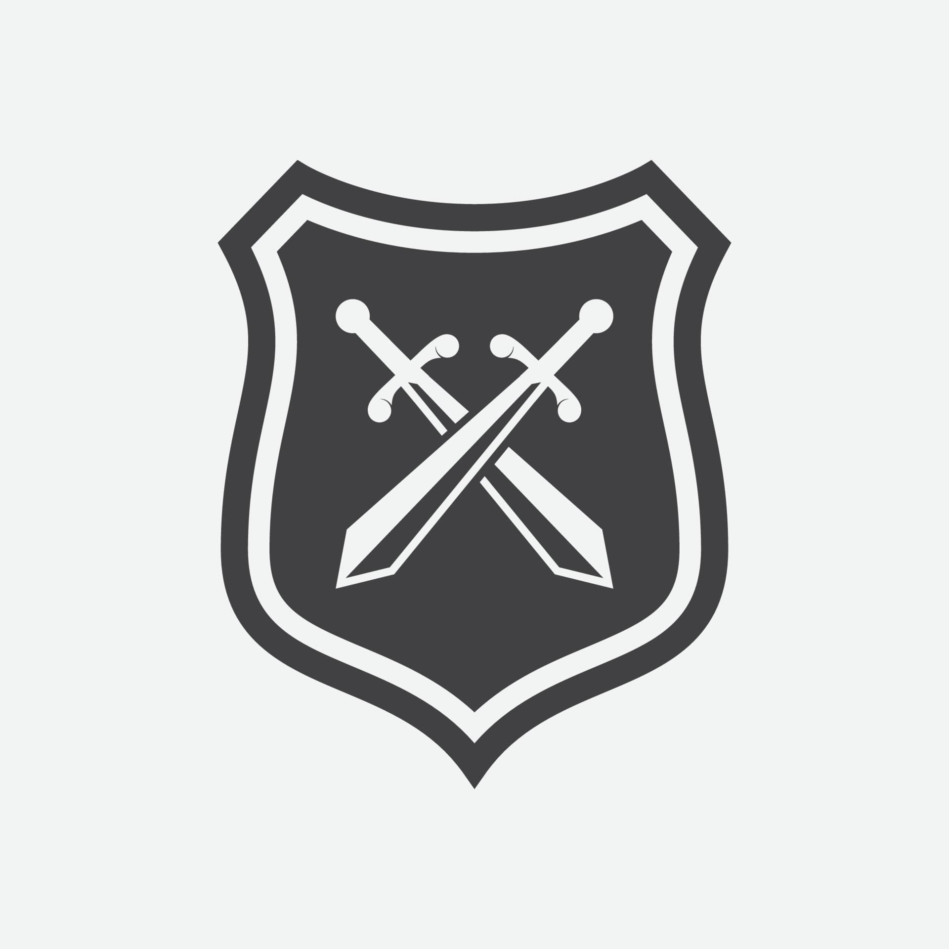 vector shield and crossed swords icon, flat design swords and shield vector icon, sword icon ...