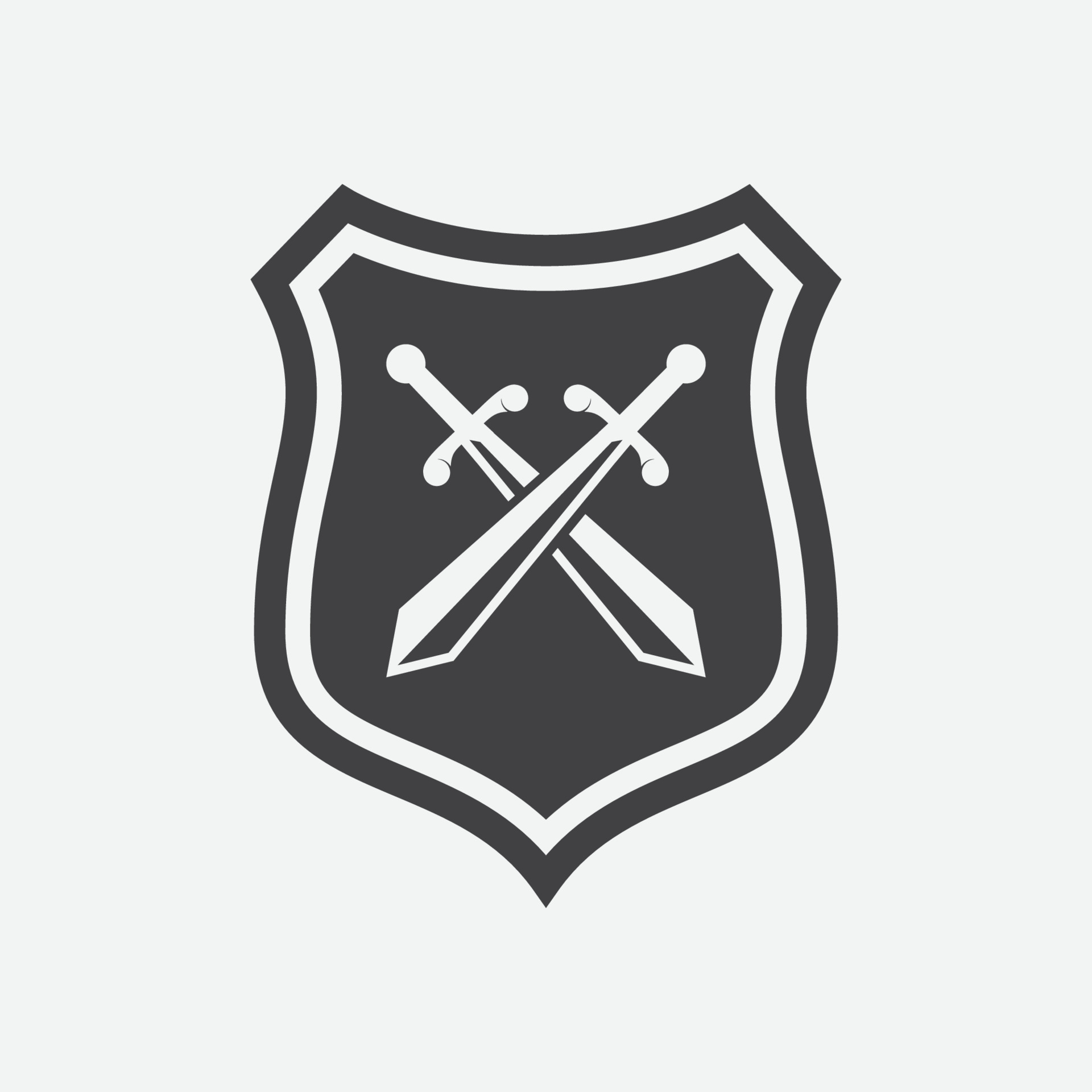 vector shield and crossed swords icon, flat design swords and shield vector icon, sword icon ...