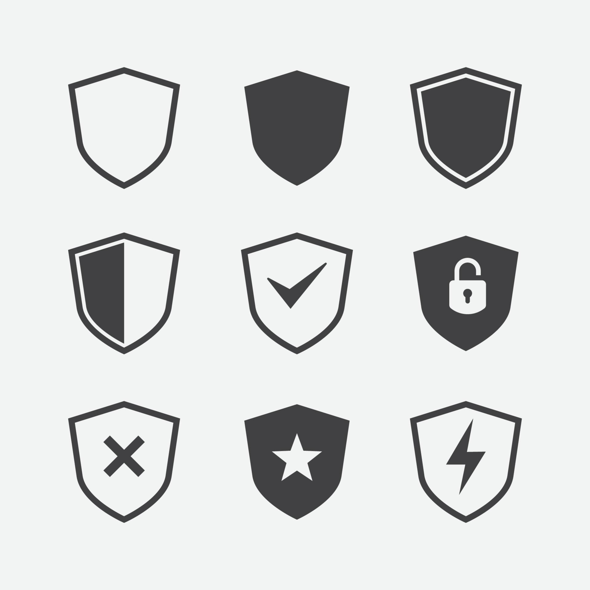 Simple Security Icon Set Shield Icon Set Vector Simple Shield Icon