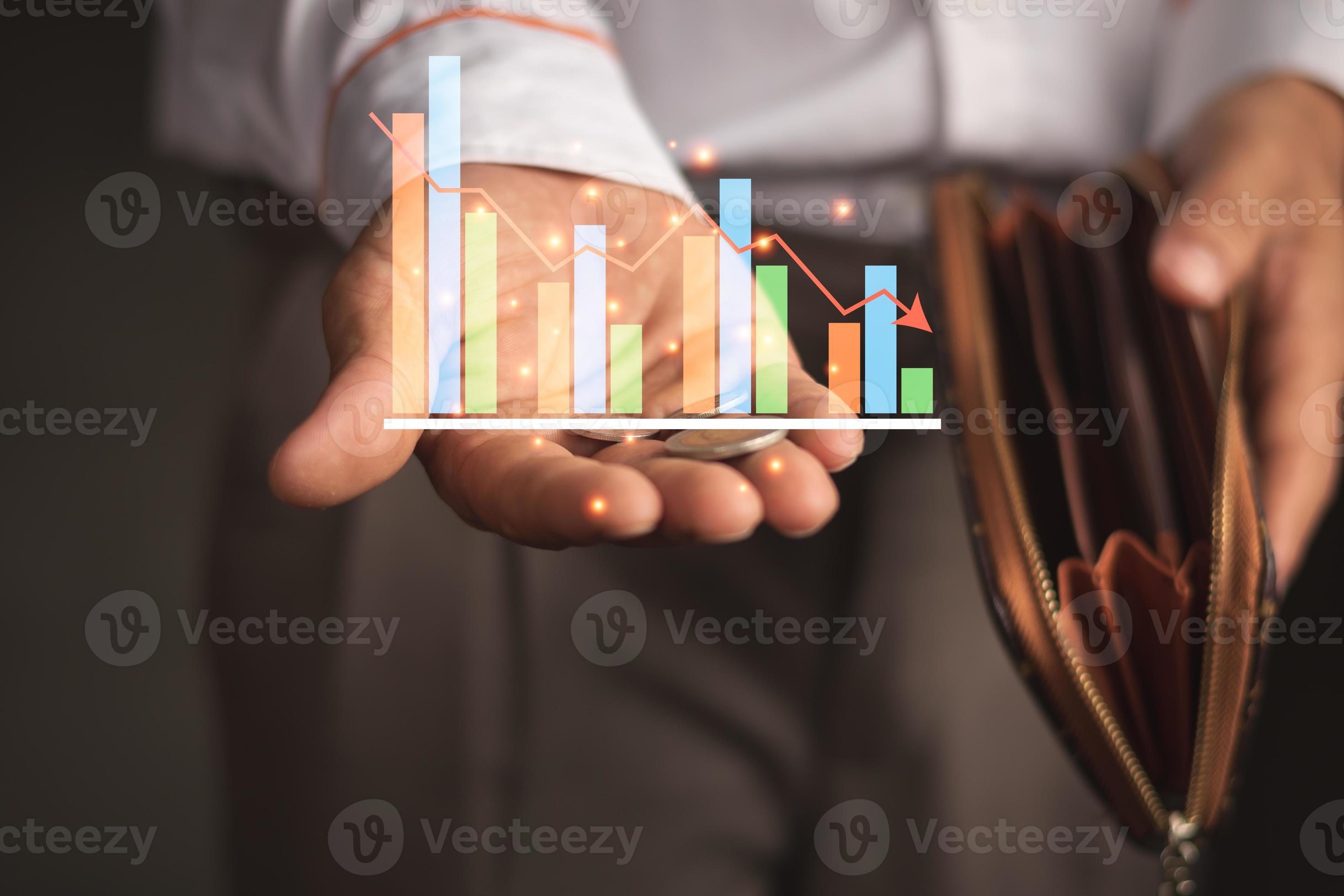 Closeup shot hand holding empty wallet and computer down chart and light 15275036 Stock Photo at ...