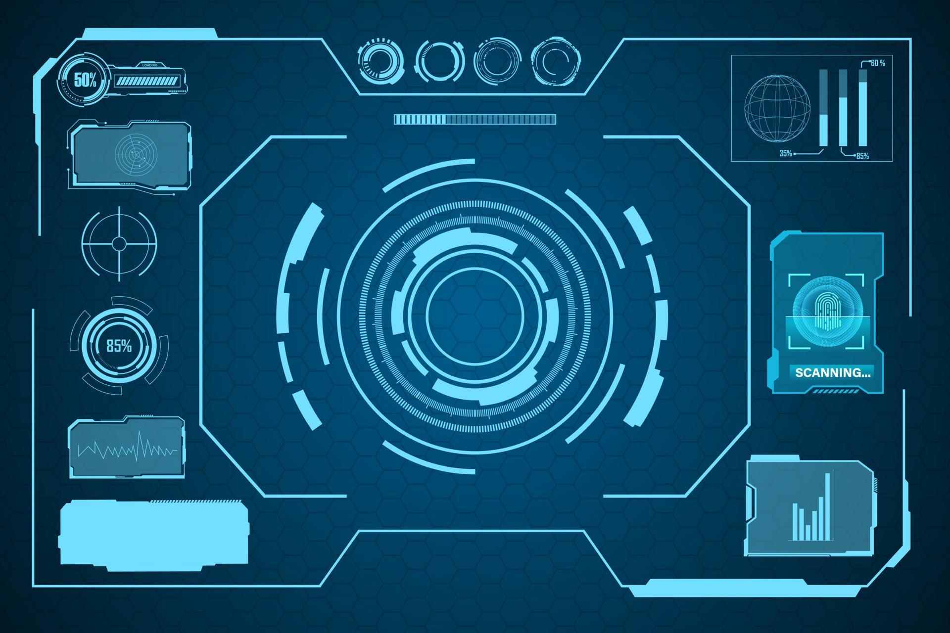 digital interface HUD elements set pack. User Interface, frame screens ...