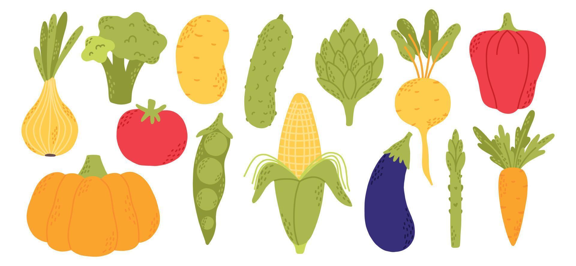conjunto de vectores de verduras planas. colección de verduras brócoli ... conjunto de vectores de verduras planas. colección de verduras brócoli ...