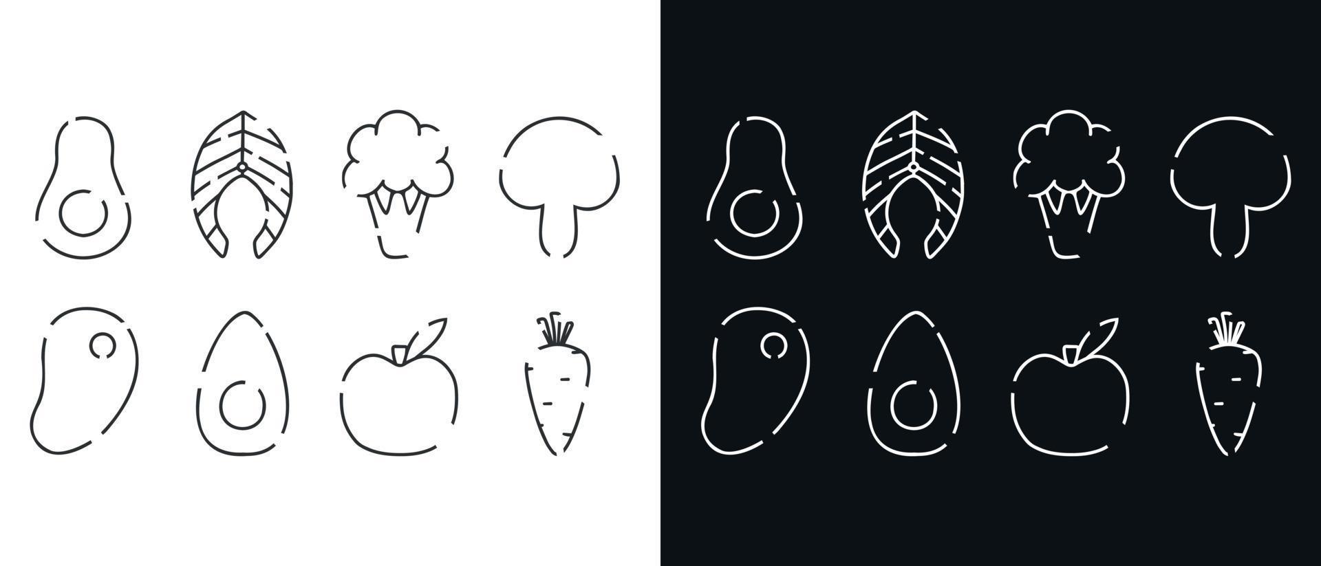 Set of linear icons of healthy food. Modern icons of proper nutrition ...