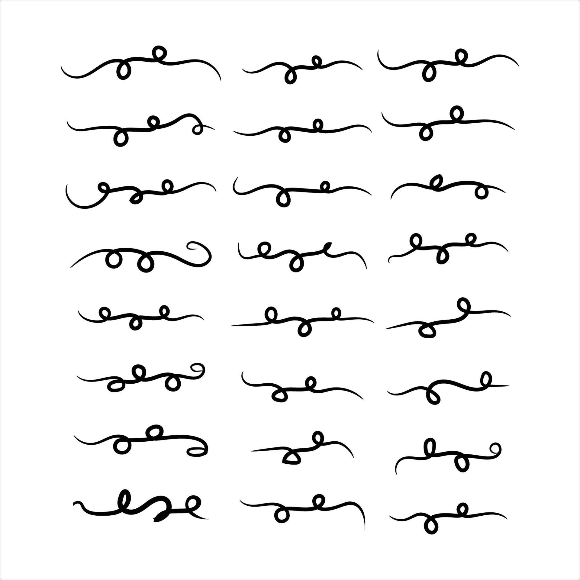 Set of hand drawn Decorative Elements Text tail Text Ornaments curly ...