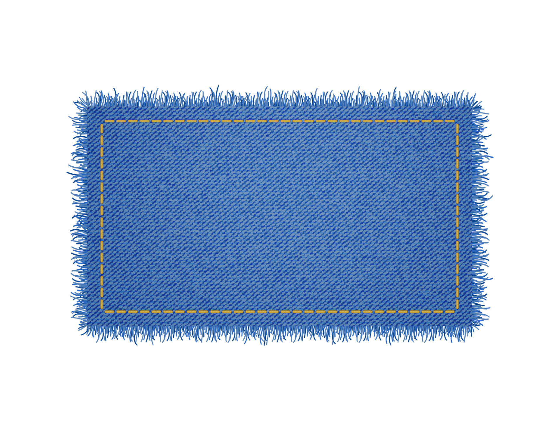 Denim Rectangle Shape With Stitches Torn Jean Patch With Seam Vector