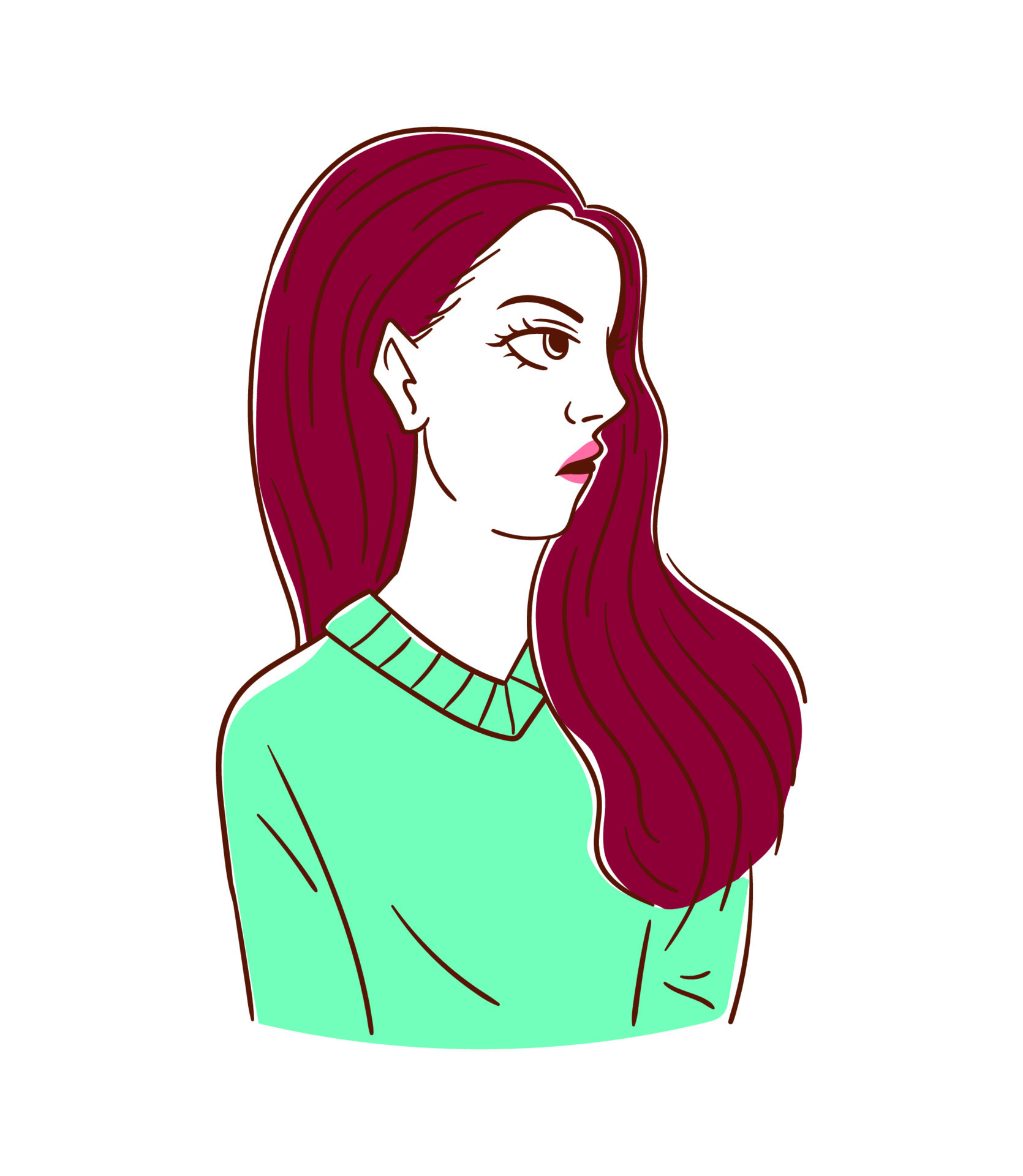 Beautiful Girl With Long Hair Vector Illustration 15279746 Vector Art