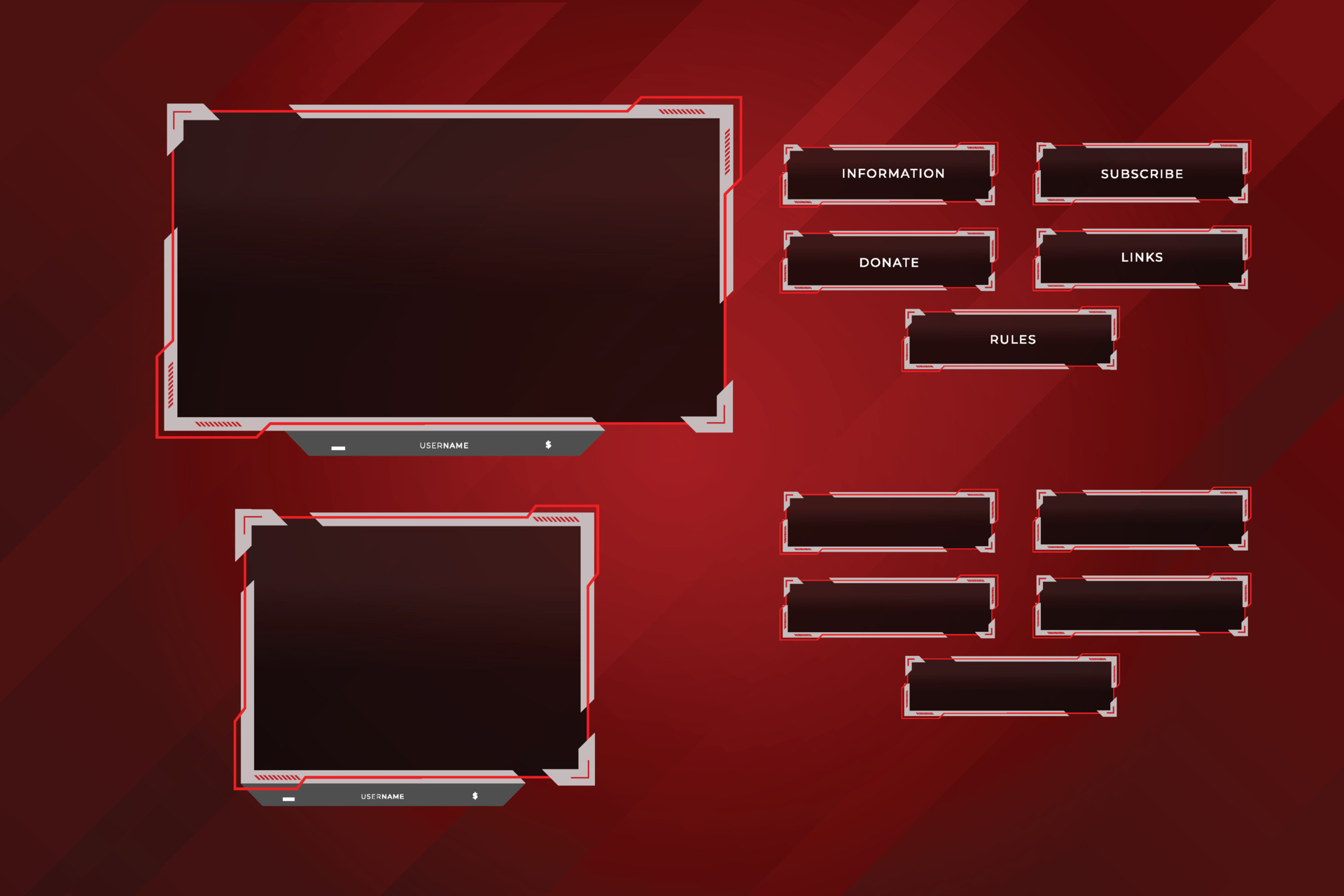 Set Of Modern Twitch Gaming Panels For Ui Design Template 15280444