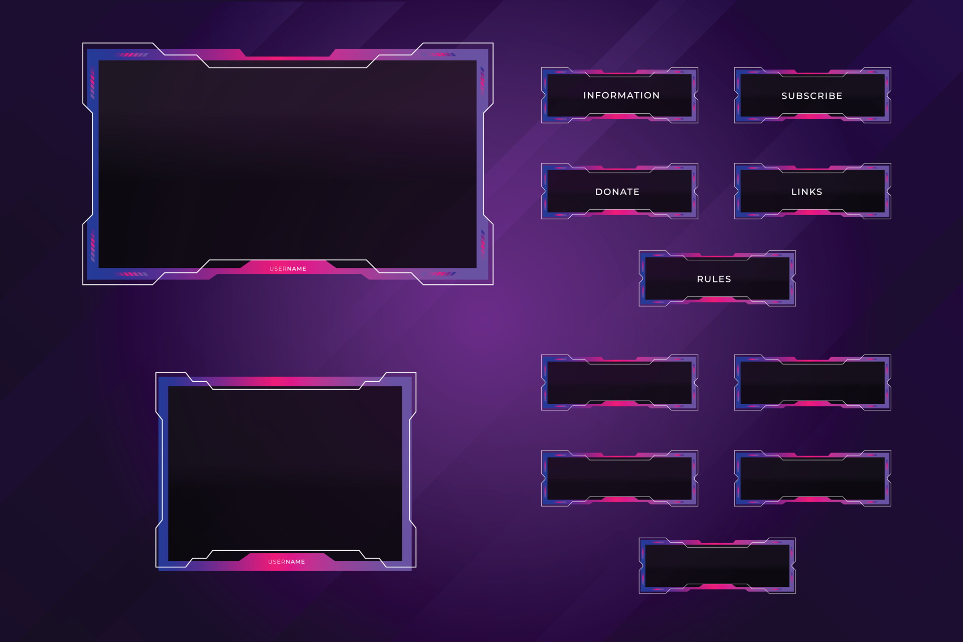 Set Of Modern Twitch Gaming Panels For Ui Design Template 15280448