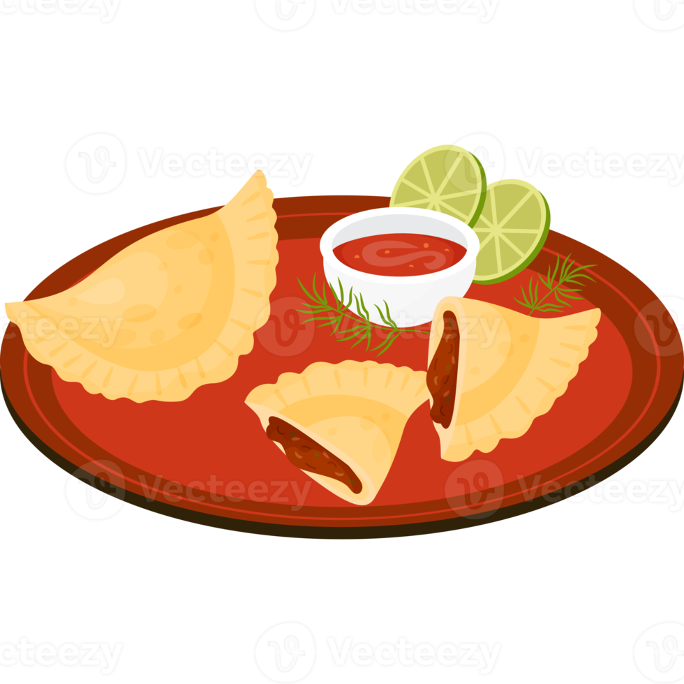 Mexican Empanadas whole and broken with stuffing in half on plate ... Mexican Empanadas whole and broken with stuffing in half on plate ...