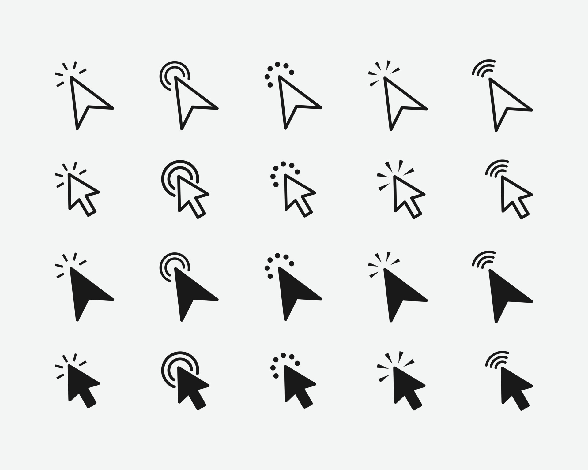 Mouse Click Icon Set Of Computer Mouse Click Cursor Icons Tools With Arrows On Website