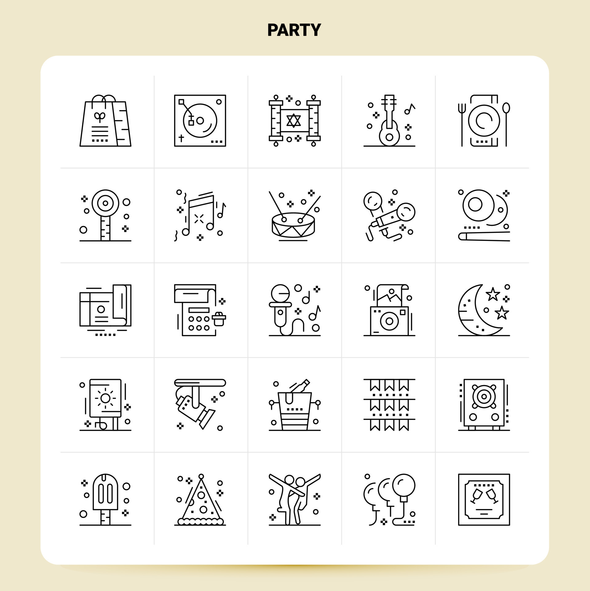 Outline 25 Party Icon Set Vector Line Style Design Black Icons Set Linear Pictogram Pack Web