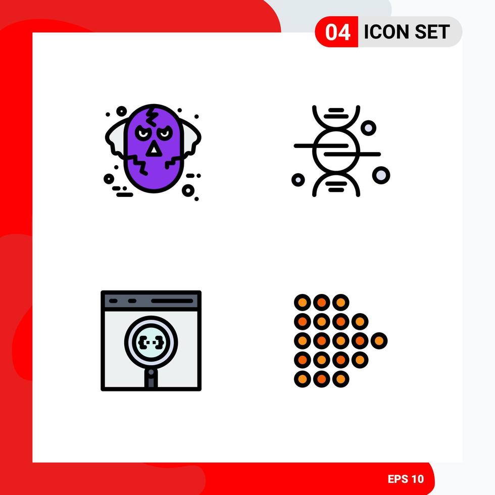Filledline Flat Color Pack Of 4 Universal Symbols Of Evil App Ware Wolf Bone Coding Editable