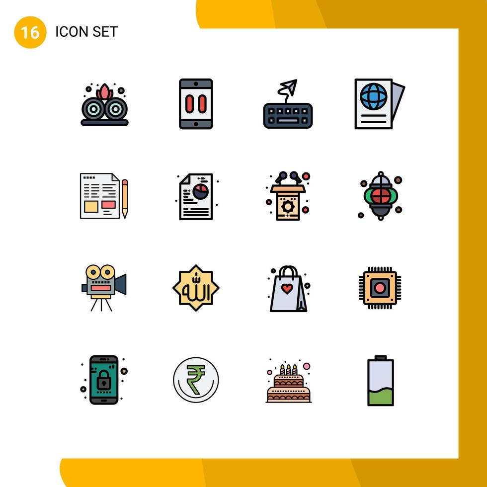 Editable Vector Line Pack Of 16 Simple Flat Color Filled Lines Of Education Text Attach File