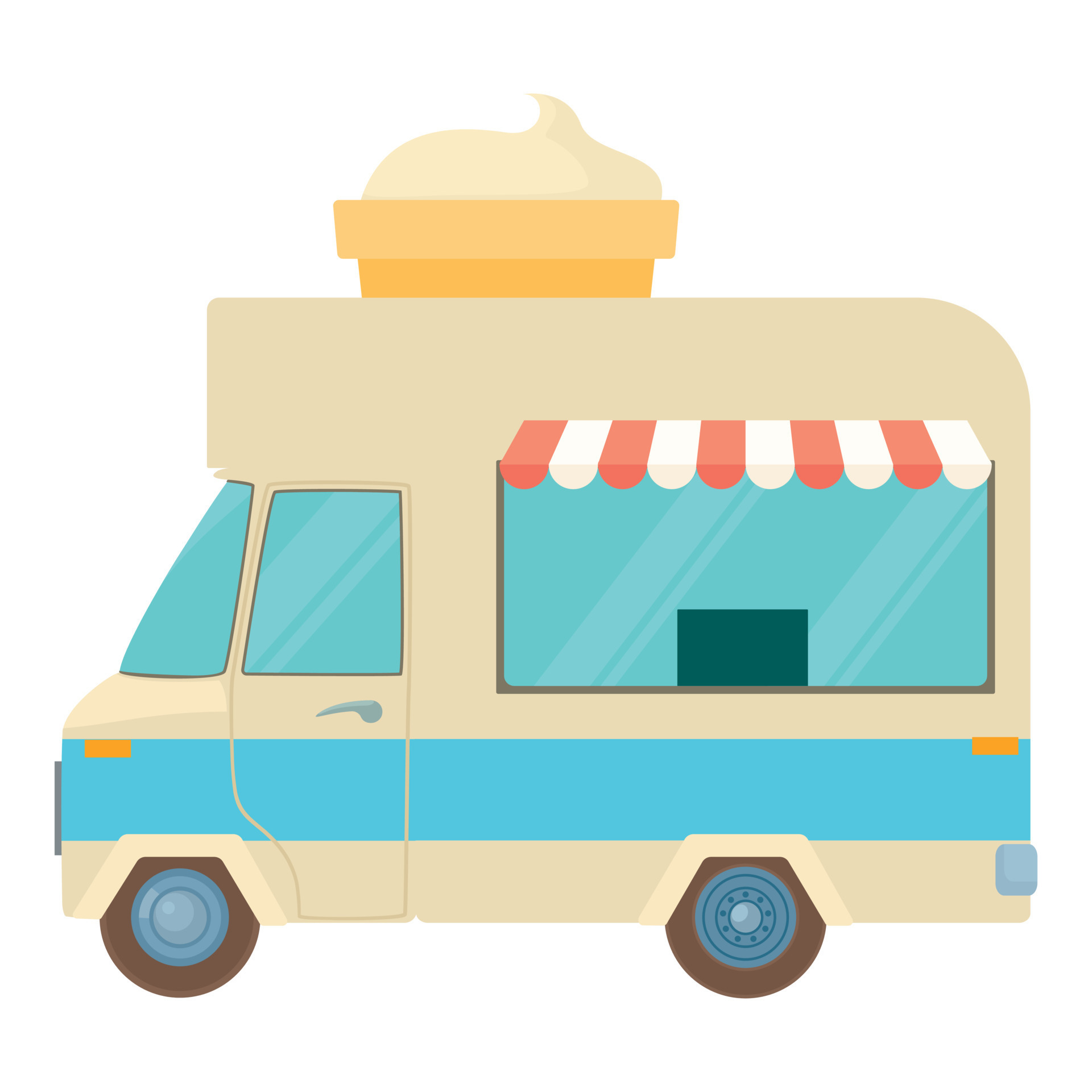 Mobile Shop Truck With Big Ice Cream Cup Icon 15281987 Vector Art At