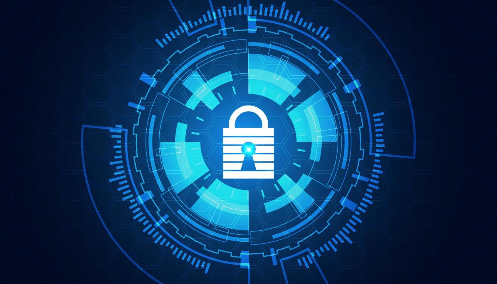 Abstract Network Circle Digital Cyber Security Padlock Connection And