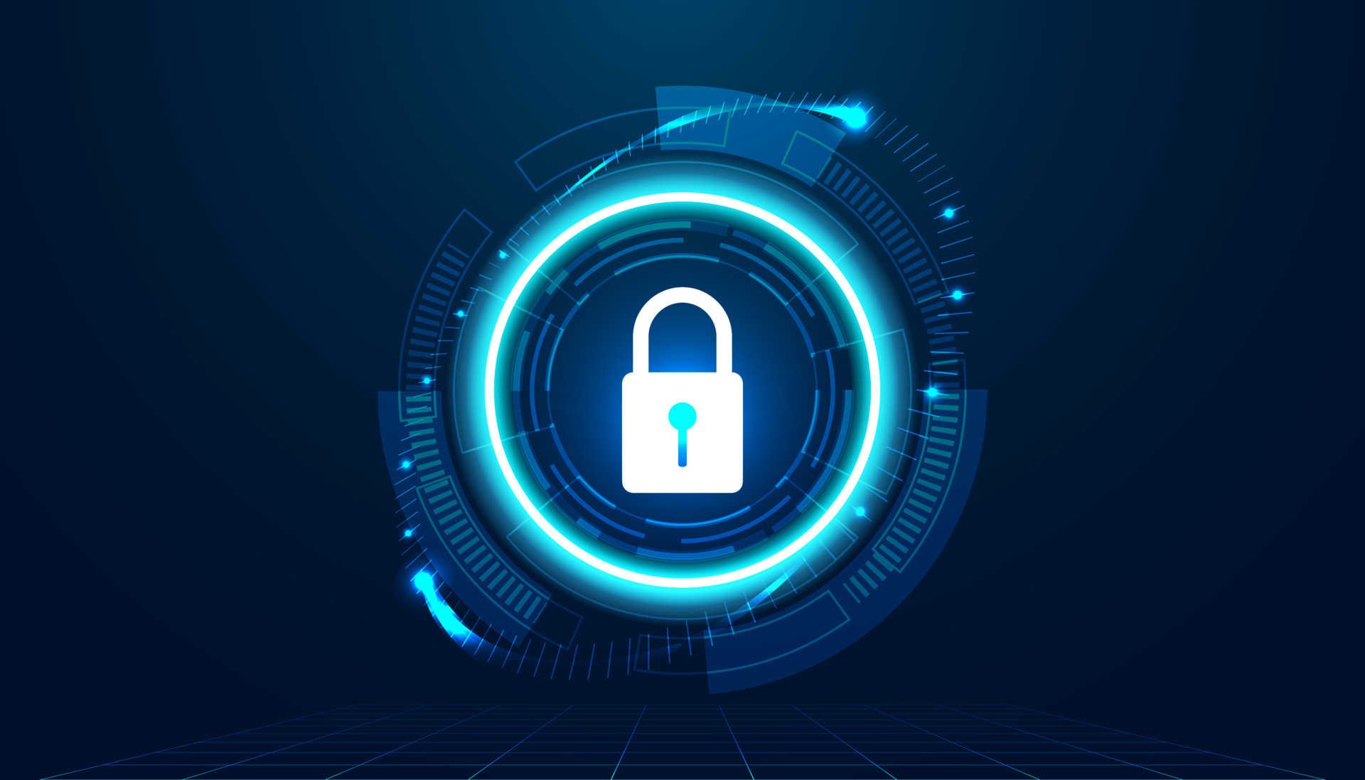 Abstract Background Digital Concept Circle Padlock Cybersecurity Anti