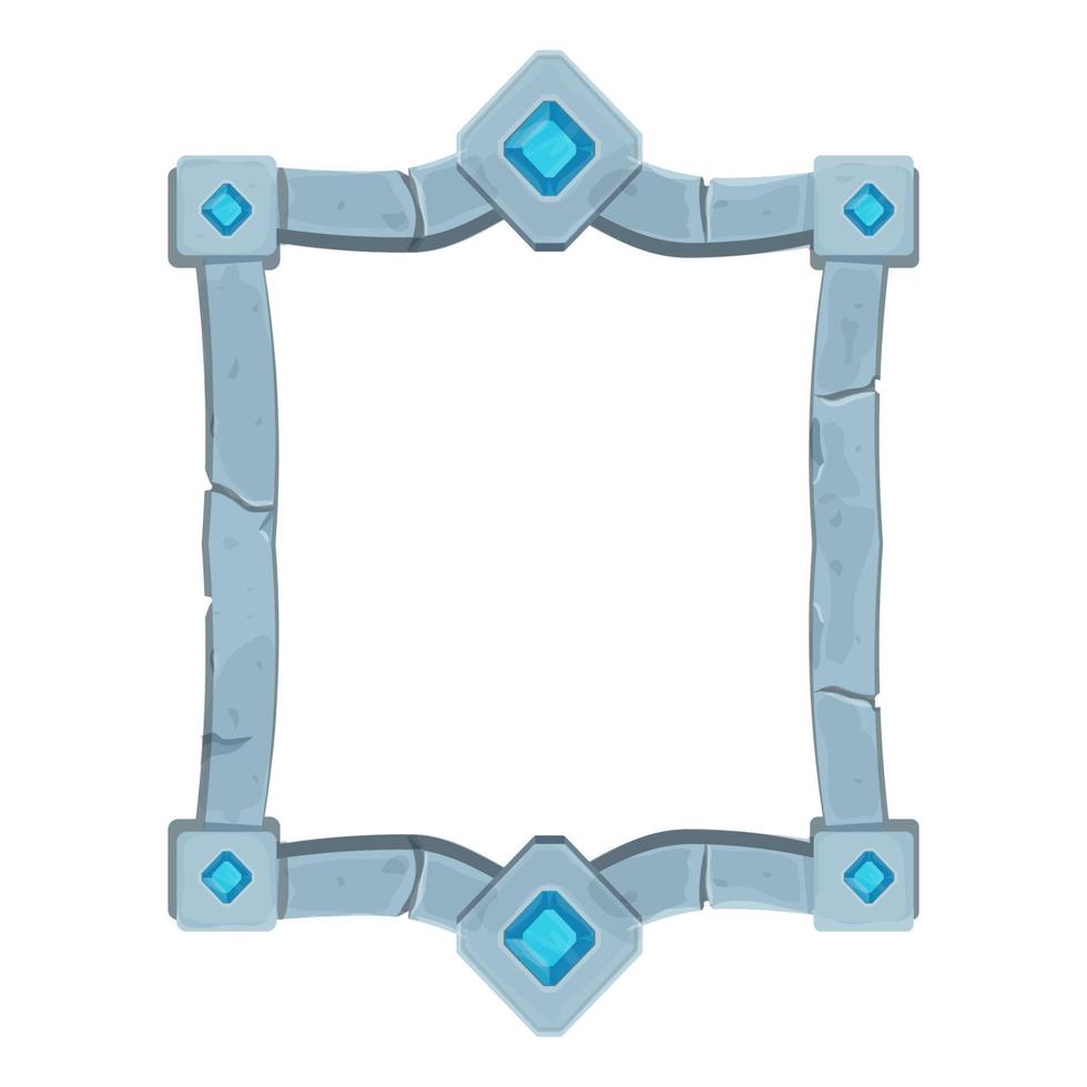 Set Stone Frame With Border And Gemstones Shield Shape Empty Medieval