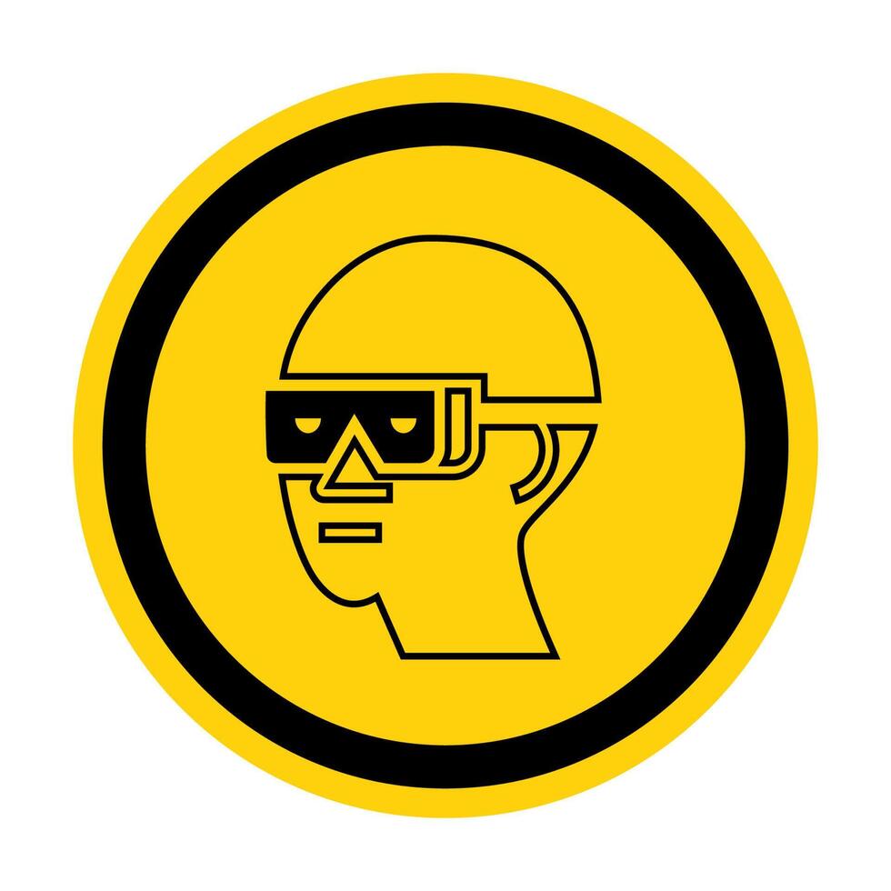 Caution Sign Eye Protection Required Symbol Isolate On White Background