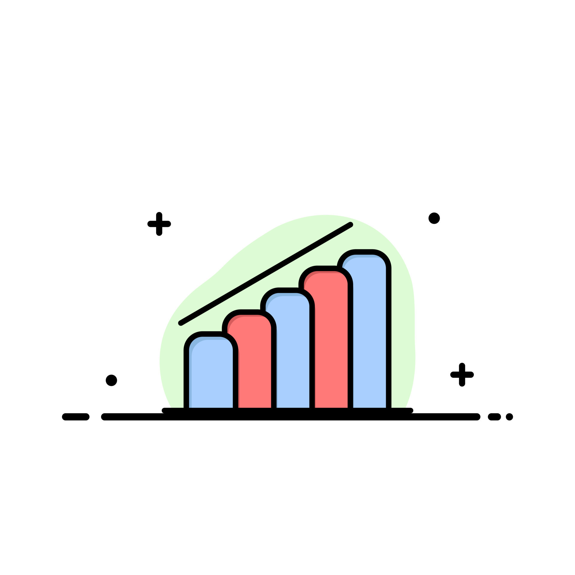 Chart Progress Report Analysis Business Flat Line Filled Icon Vector Banner Template 15305802