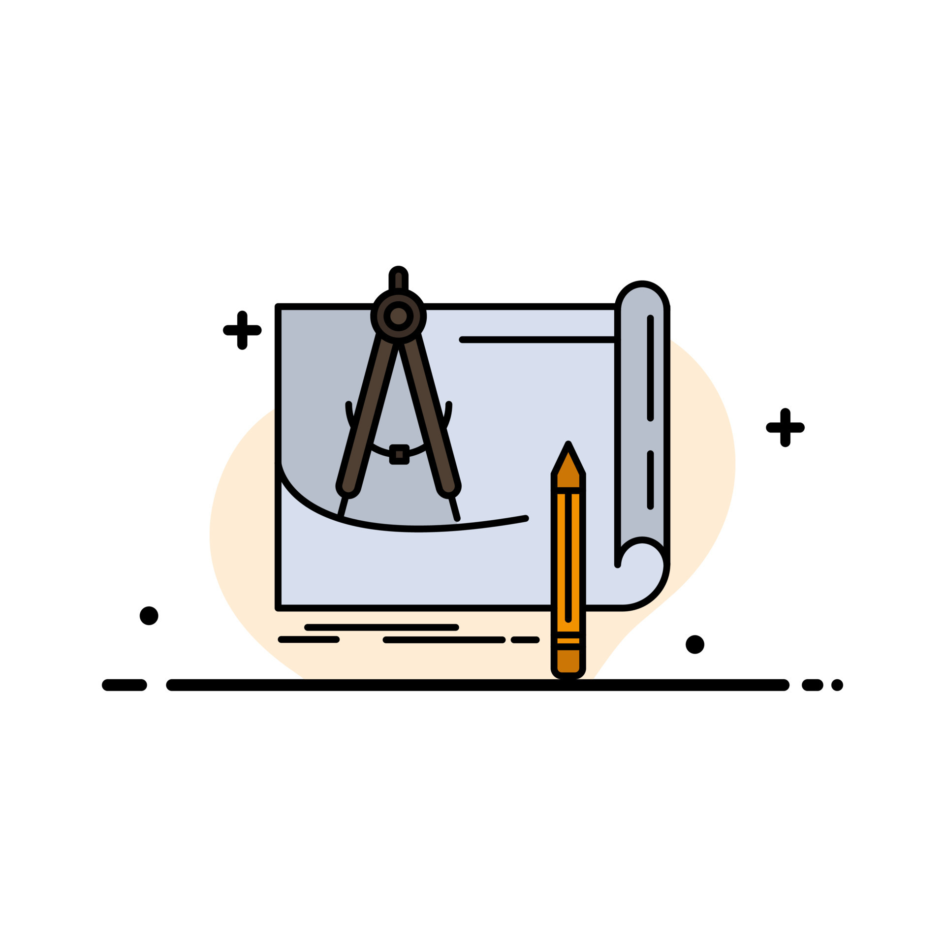 Blueprint Architecture Blueprint Construction Paper Plan Business Flat Line Filled Icon Vector