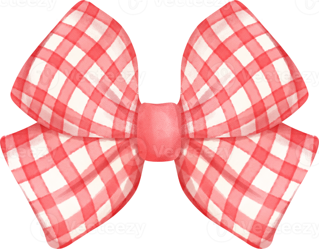 Cute Check Striped Ribbon Hair Bow Tie Watercolour Illustration