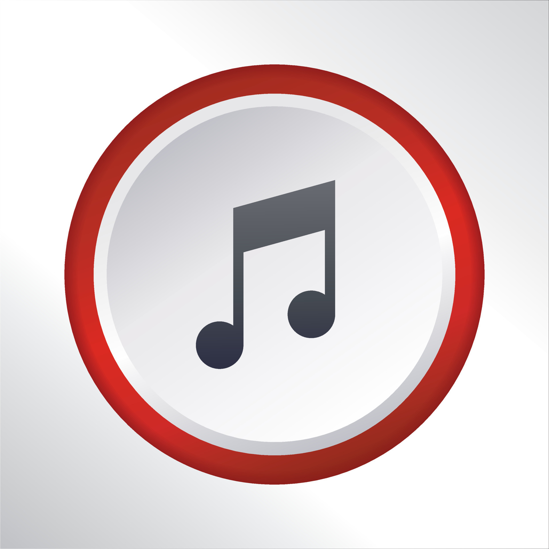 music button flat icon button with red gradient circle vector design ...