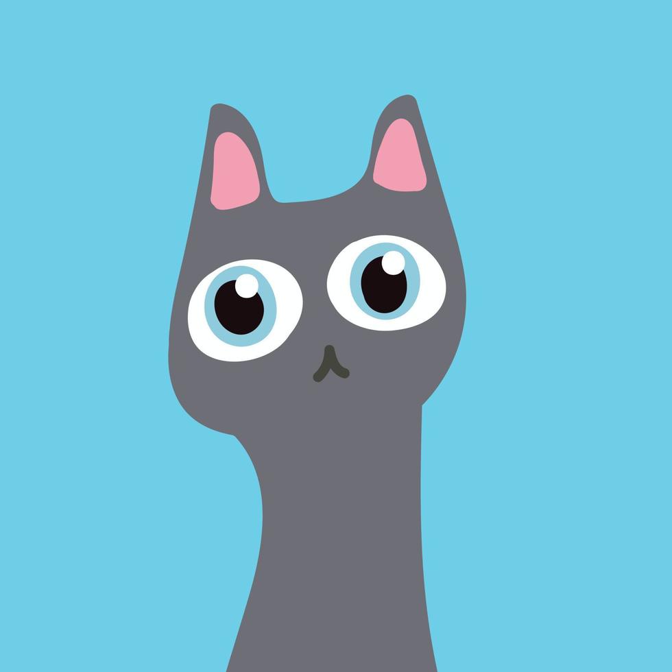 Handraw Cute Cat Head On Blue Background 15310975 Vector Art At Vecteezy