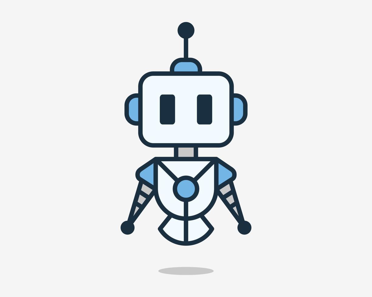 Robot Cyborg Robotic Cyber Humanoid Assistant Bot Futuristic Machine Flat Mascot Vector Logo