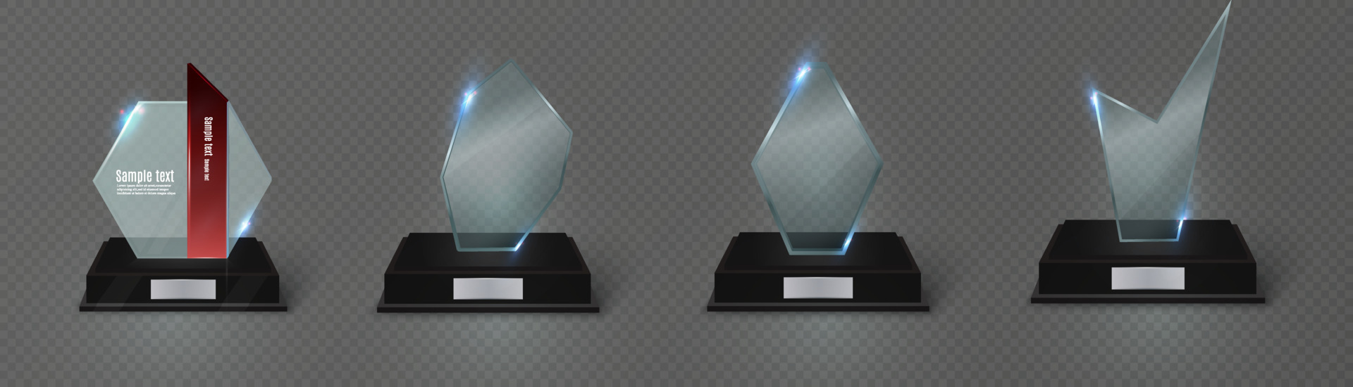 Empty Glass Trophy Background Glossy Trophy For Award Realistic Empty