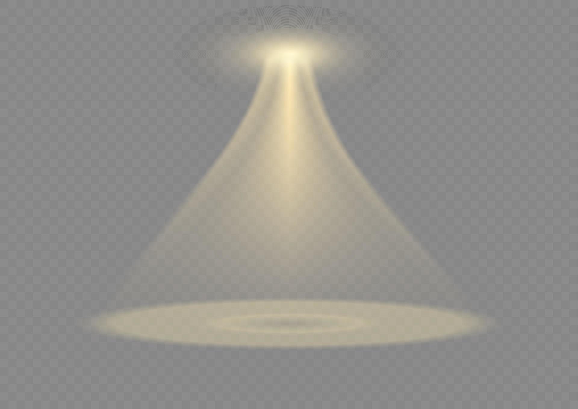 Vector spotlight. Yellow color light effect. Glowing isolated golden sparkling light effect ...