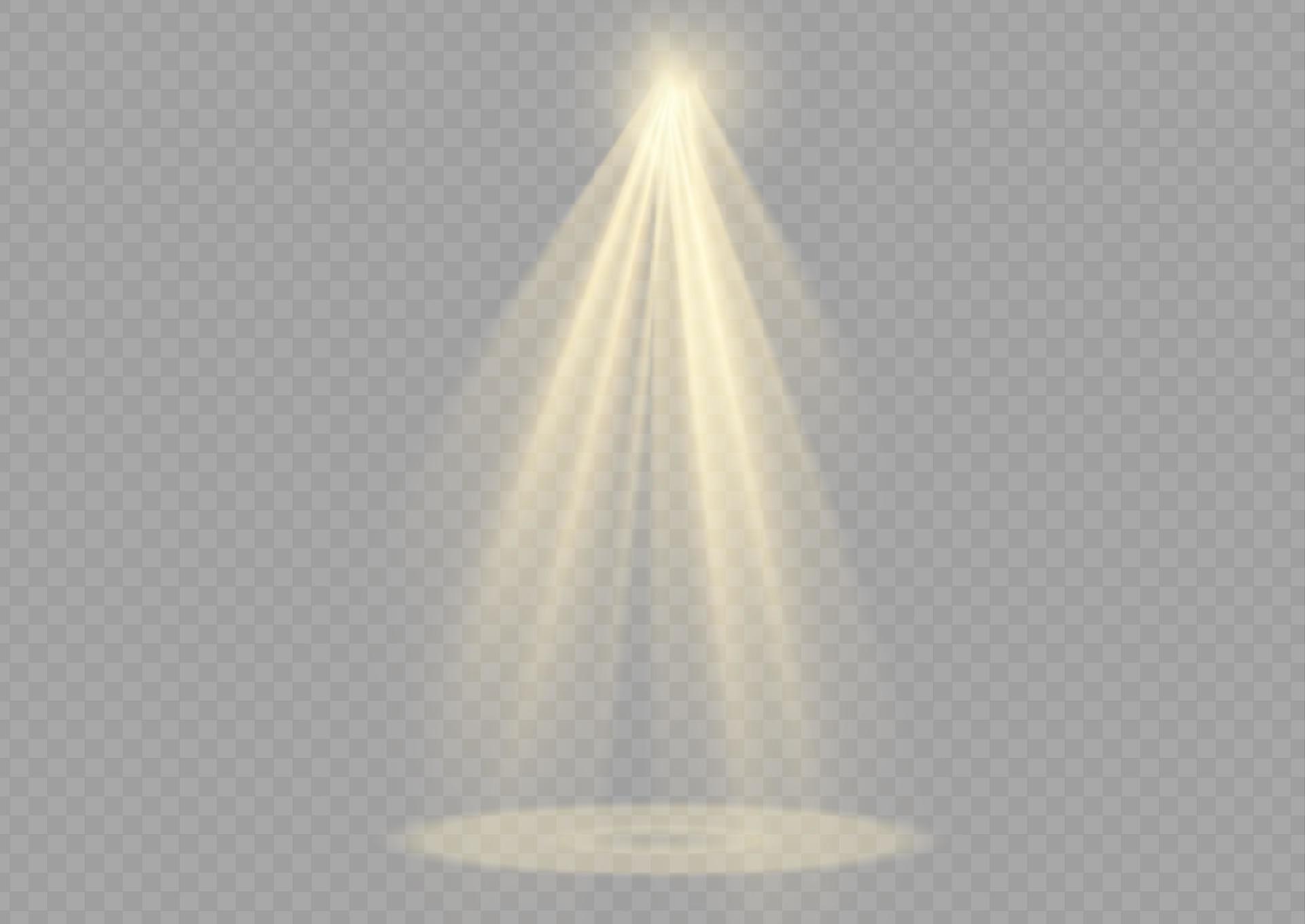 Vector spotlight. Yellow color light effect. Glowing isolated golden sparkling light effect ...