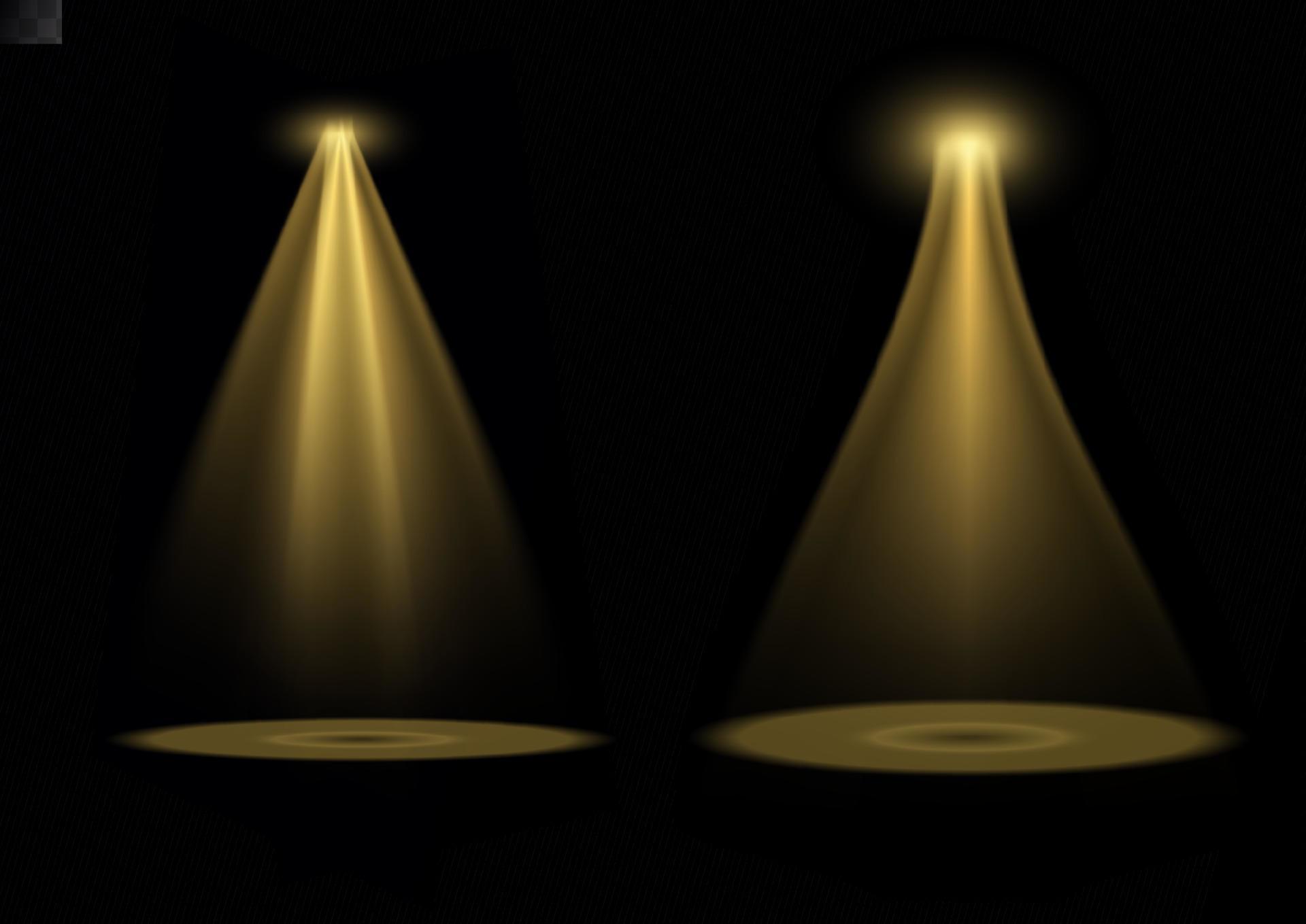 Vector spotlight. Yellow color light effect. Glowing isolated golden sparkling light effect ...