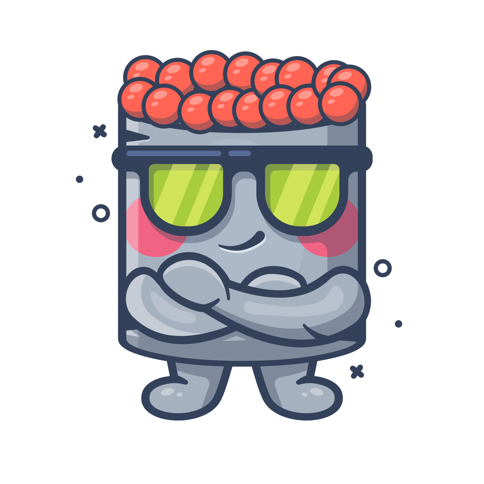 Cute Ikura Sushi Food Character Mascot With Cool Expression Isolated Cartoon In Flat Style