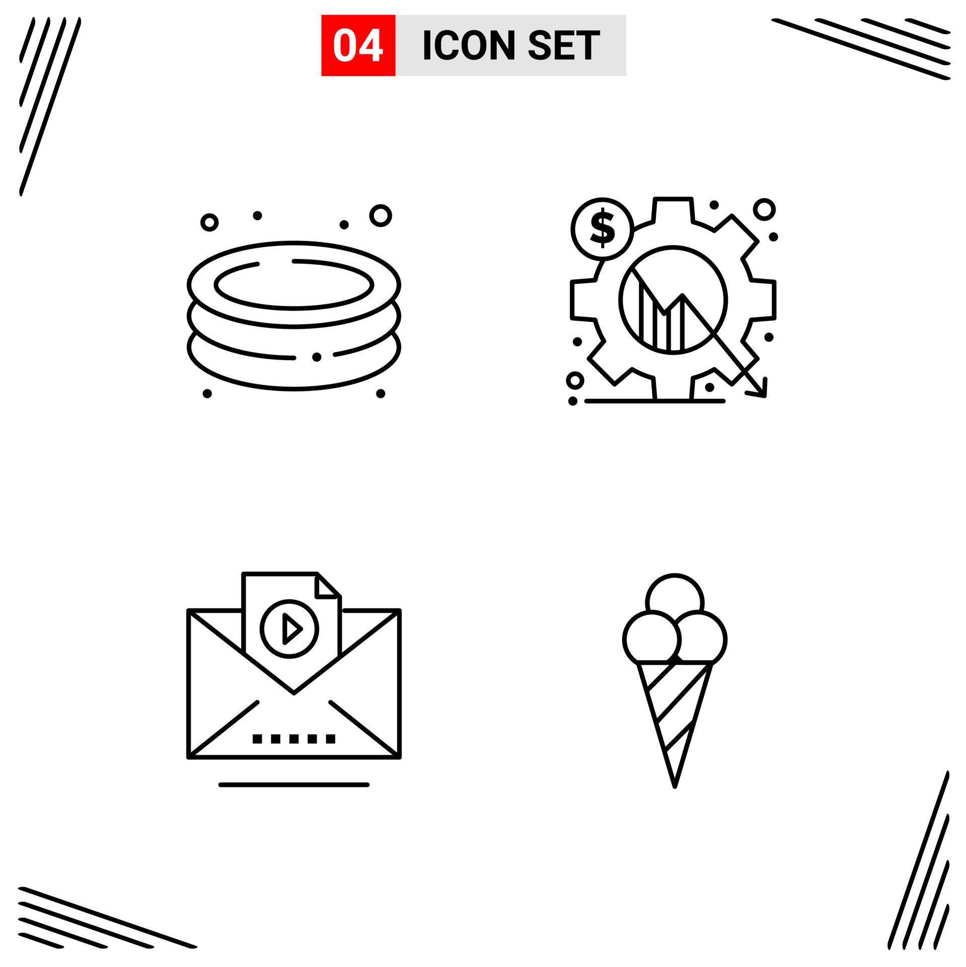 4 Icons Line Style Grid Based Creative Outline Symbols For Website Design Simple Line Icon Signs