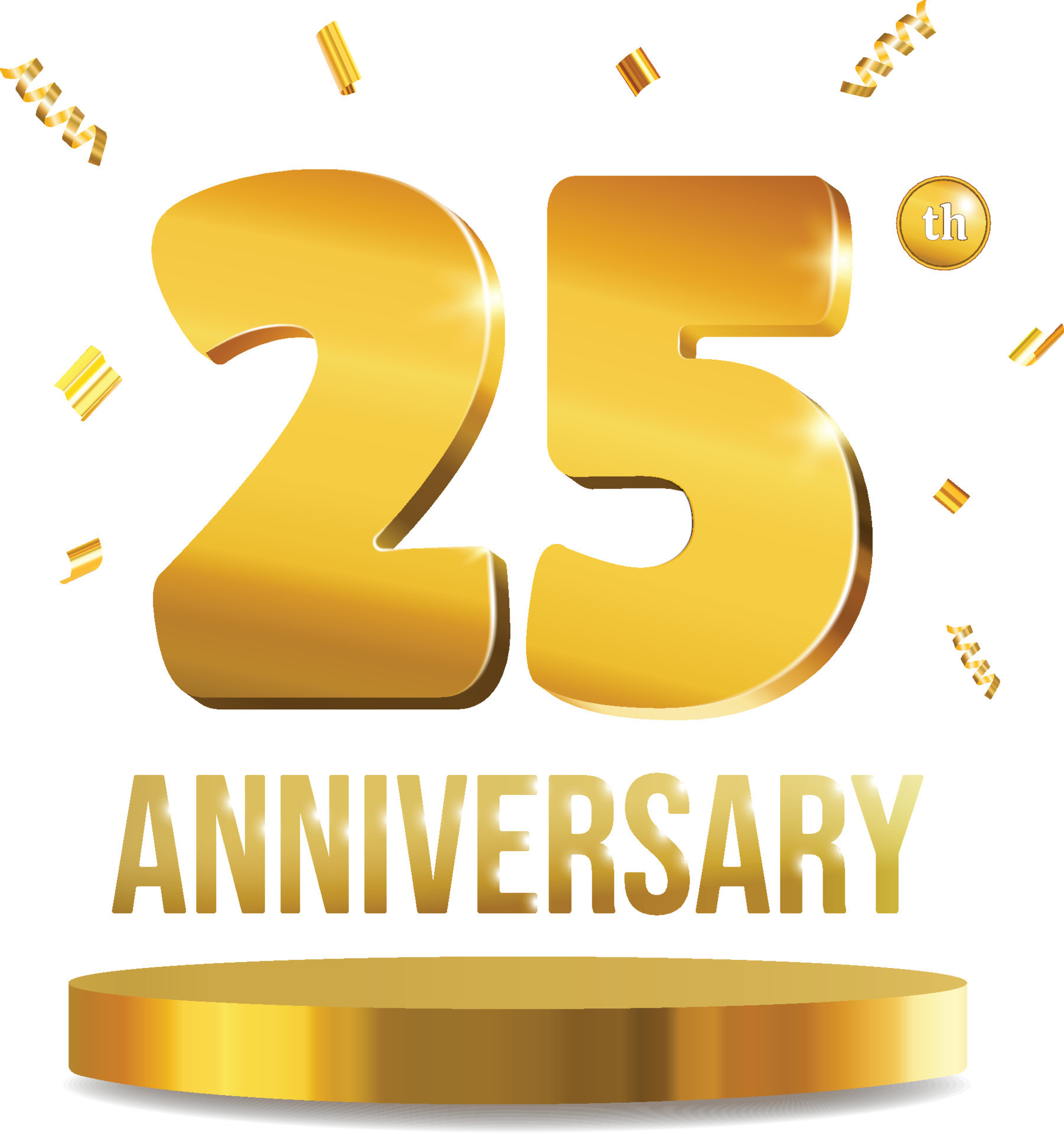 feliz aniversario celebracion 3d numeros dorado composicion 25 años 15323560 Vector en Vecteezy