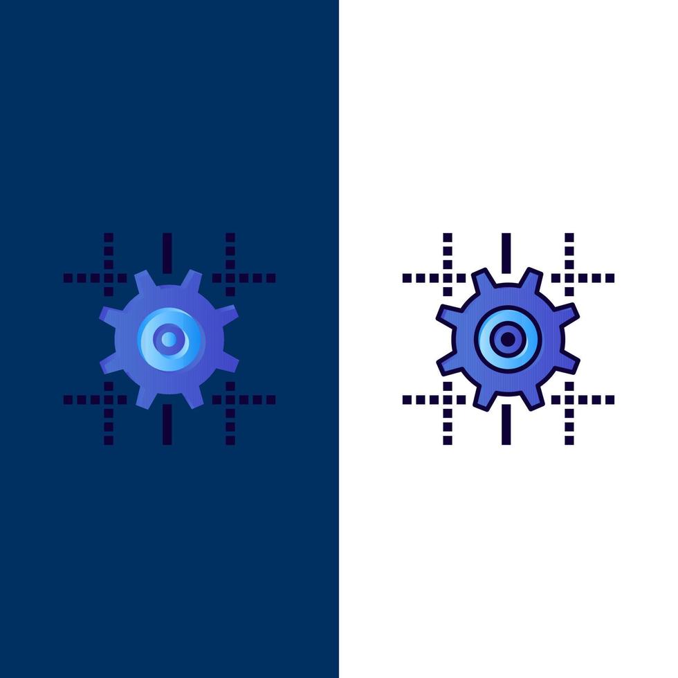 Setting Gear Computing Line Icons Flat And Line Filled Icon Set Vector Blue Background 15323696