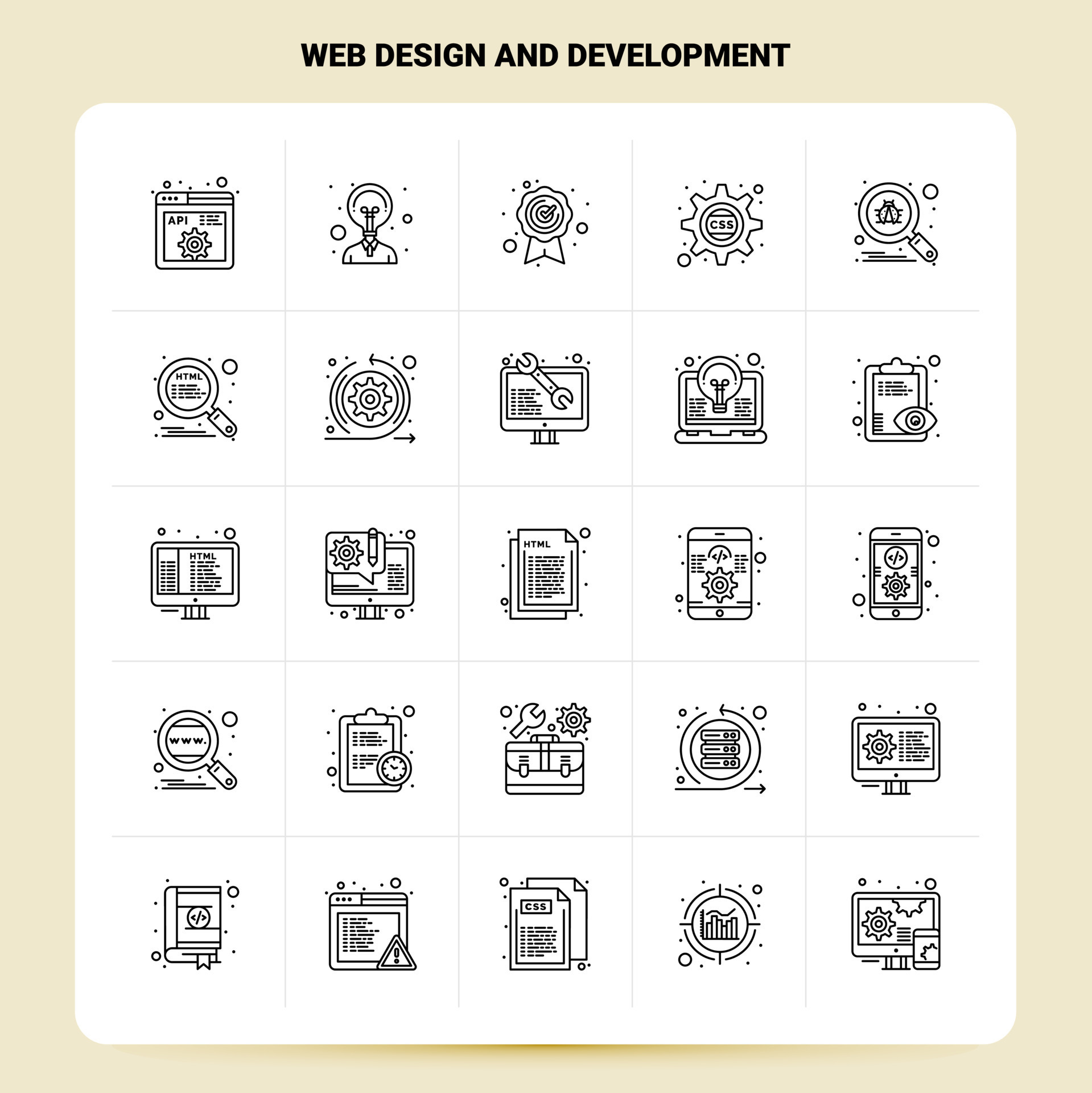 Outline 25 Web Design And Development Icon Set Vector Line Style Design Black Icons Set Linear
